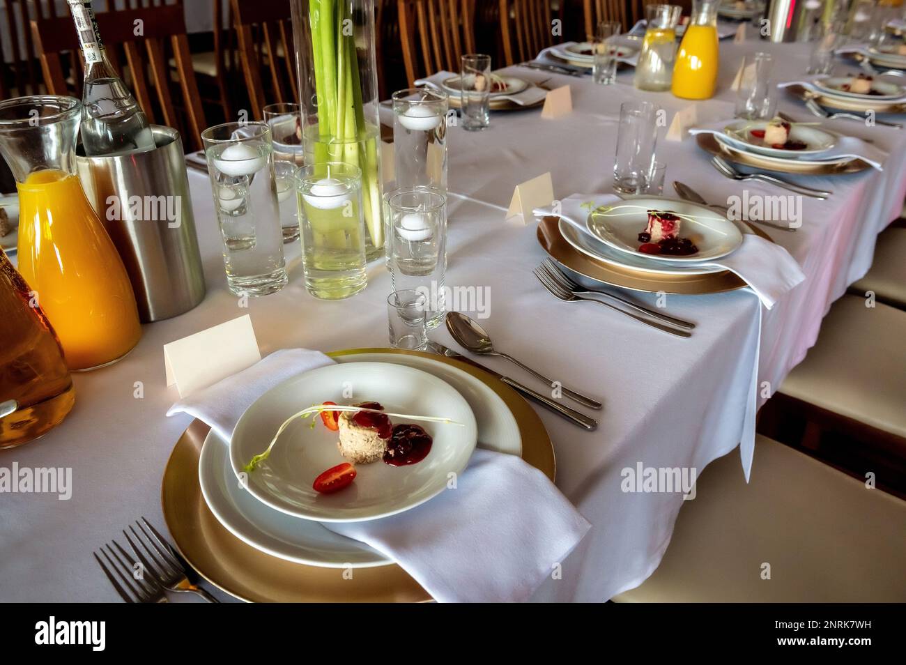 tableware and table decorations at celebrations view from above the ...