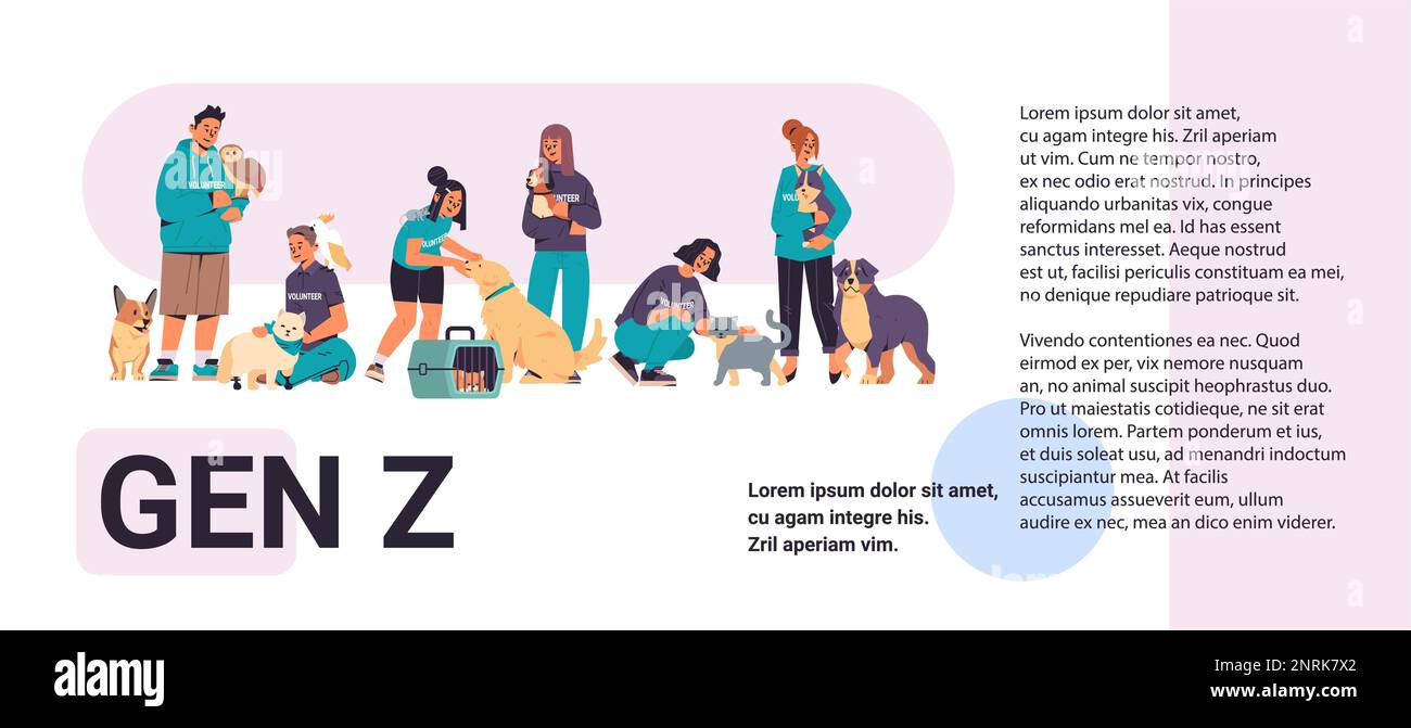 set people with pets owners and cute domestic animals having fun ...