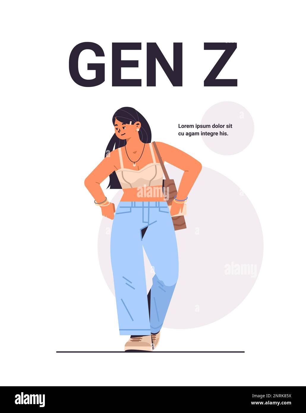 young girl in casual trendy clothes generation Z lifestyle concept new ...