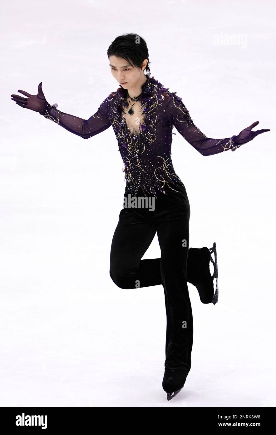 Japan's figure skater Yuzuru Hanyu performs during free skating of ISU ...