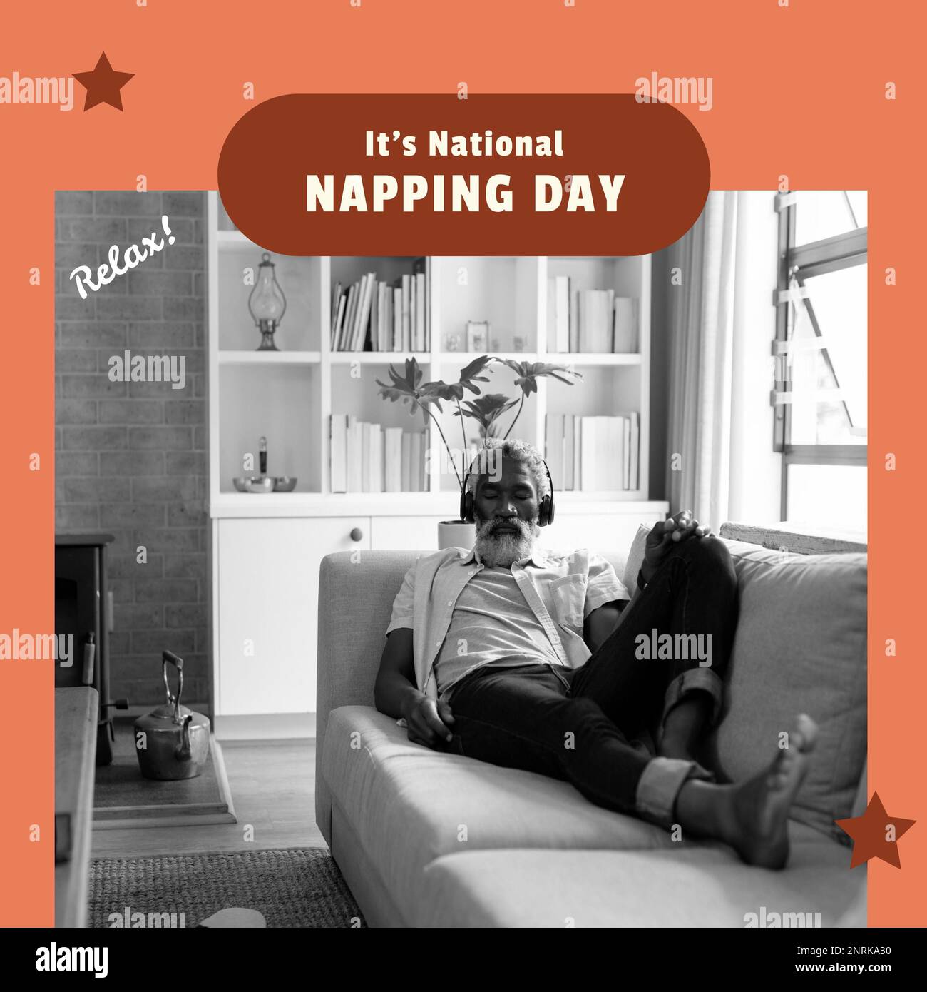 Image of it's national napping day text over senior african american ...