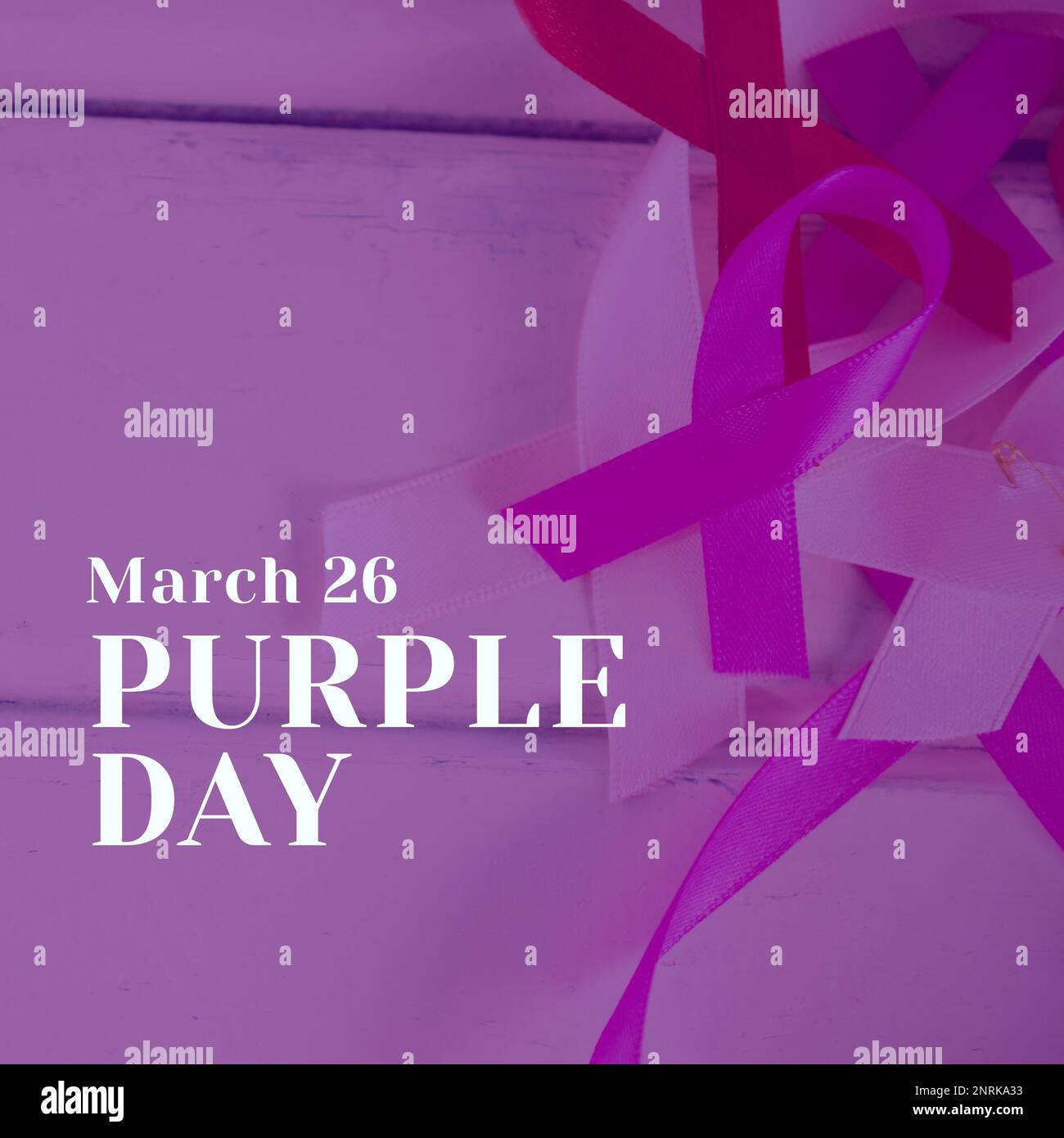 Image of purple day text over cancer ribbons Stock Photo - Alamy