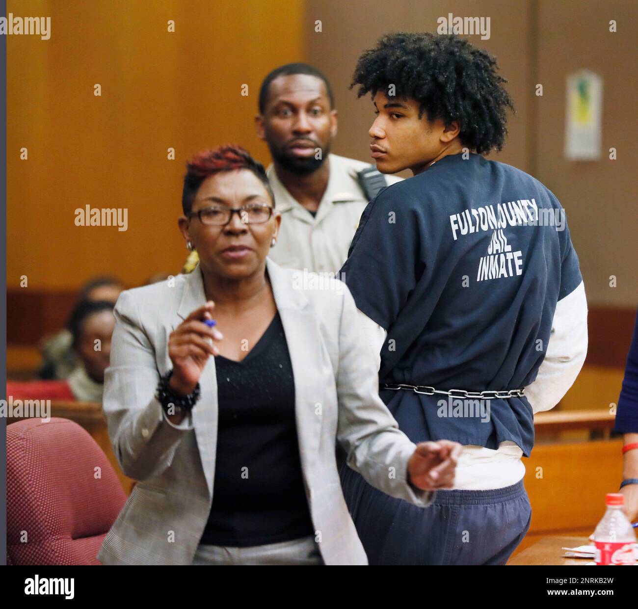 Barron Brantley turns back towards his attorney Reona Bray as he leaves ...