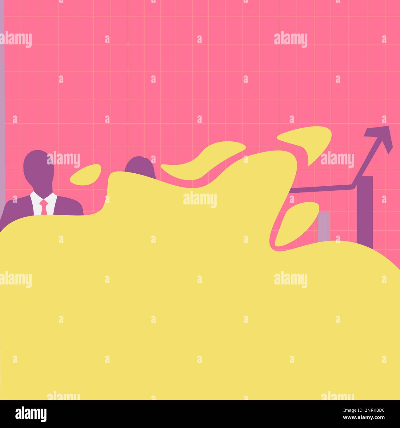 Businessman and Businesswoman standing near Graph Which Points On Arrow ...