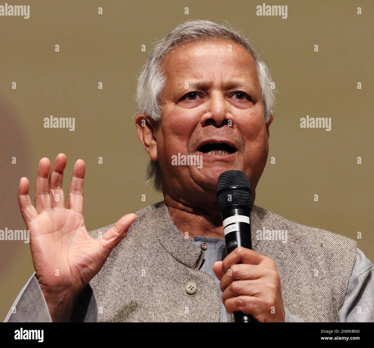 Muhammad Yunus gives a keynote lecture in Osaka on November 22, 2019 ...