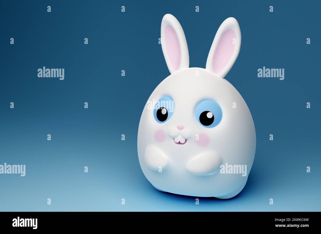 3d little kawaii white rabbit with big blue eyes Stock Photo - Alamy