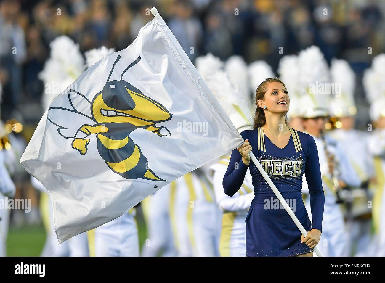 ATLANTA, GA – NOVEMBER 21: A Georgia Tech flag girl during the NCAA ...