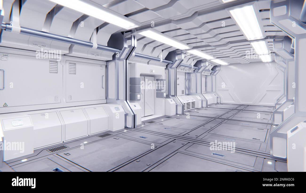 Futuristic architecture Sci-Fi spaceship hallway interior Stock Photo - Alamy