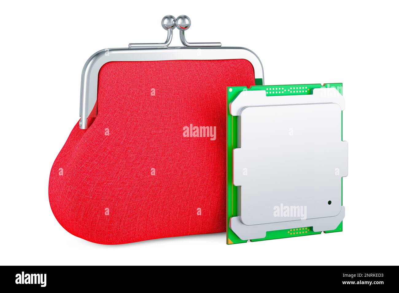 CPU with purse coin, 3D rendering isolated on white background Stock ...