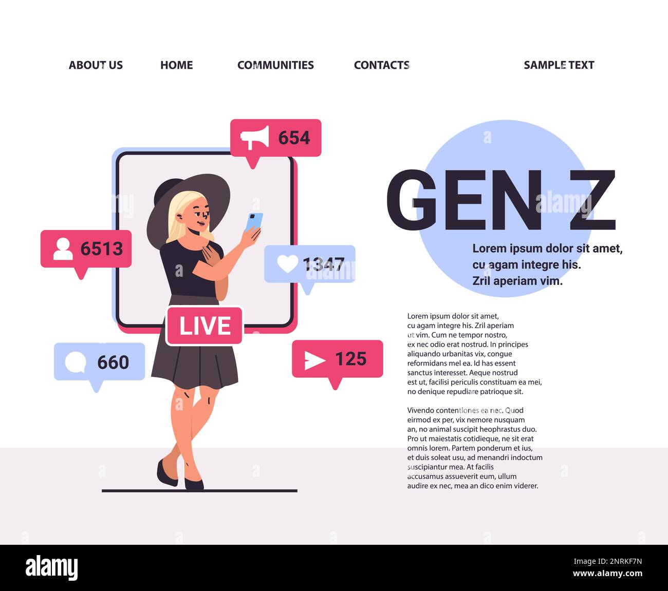 woman social media influencer watching live streaming generation Z ...