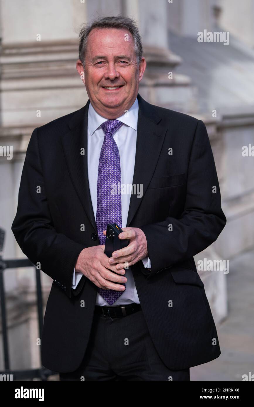 London, UK. 27 February 2023. Dr Liam Fox, Conservative MP for North ...