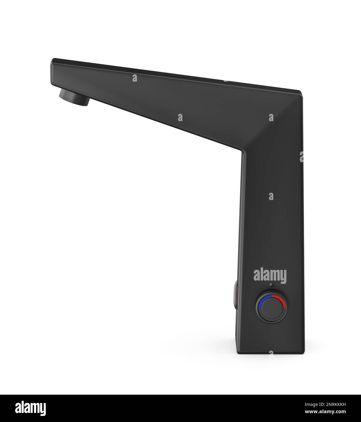 Matte black electronic sensor faucet on white background Stock Photo ...