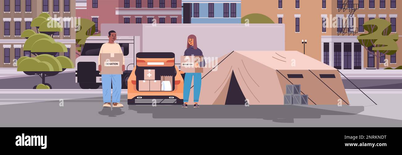 people holding donation help boxes with medical supplies humanitarian ...