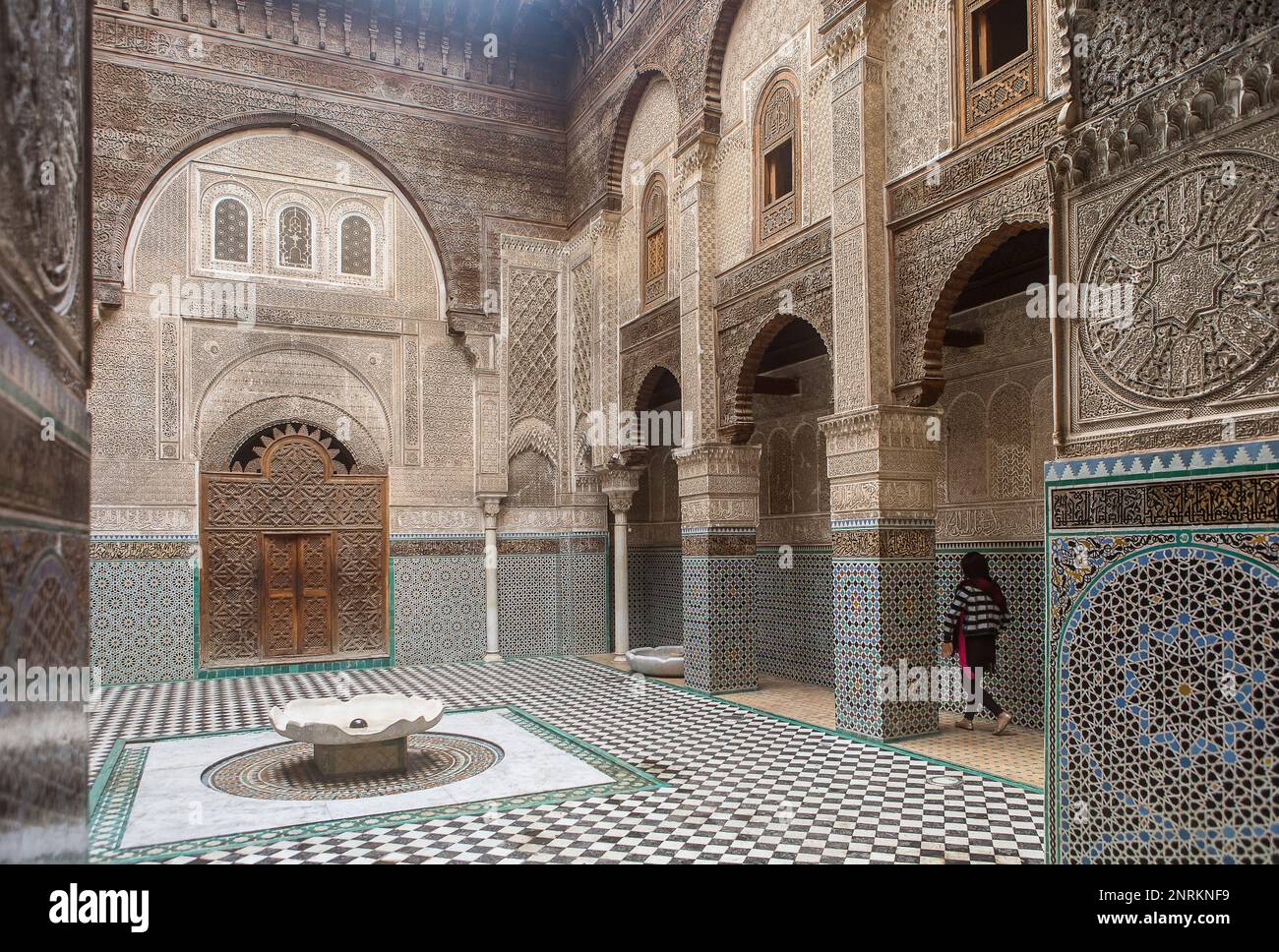 Medersa or Madrasa el-Attarine,medina, Fez el Bali, Fez, Morocco Stock ...