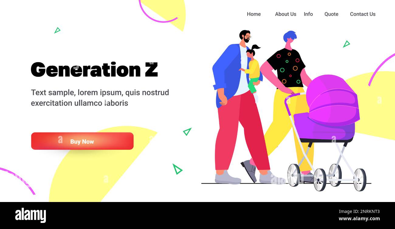 gays family walking with newborn baby in stroller fatherhood ...