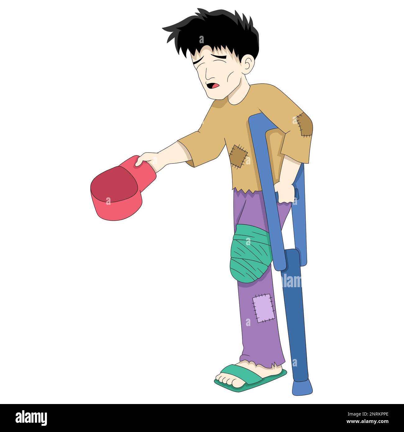 a poor one legged lame young man Stock Vector Image & Art - Alamy