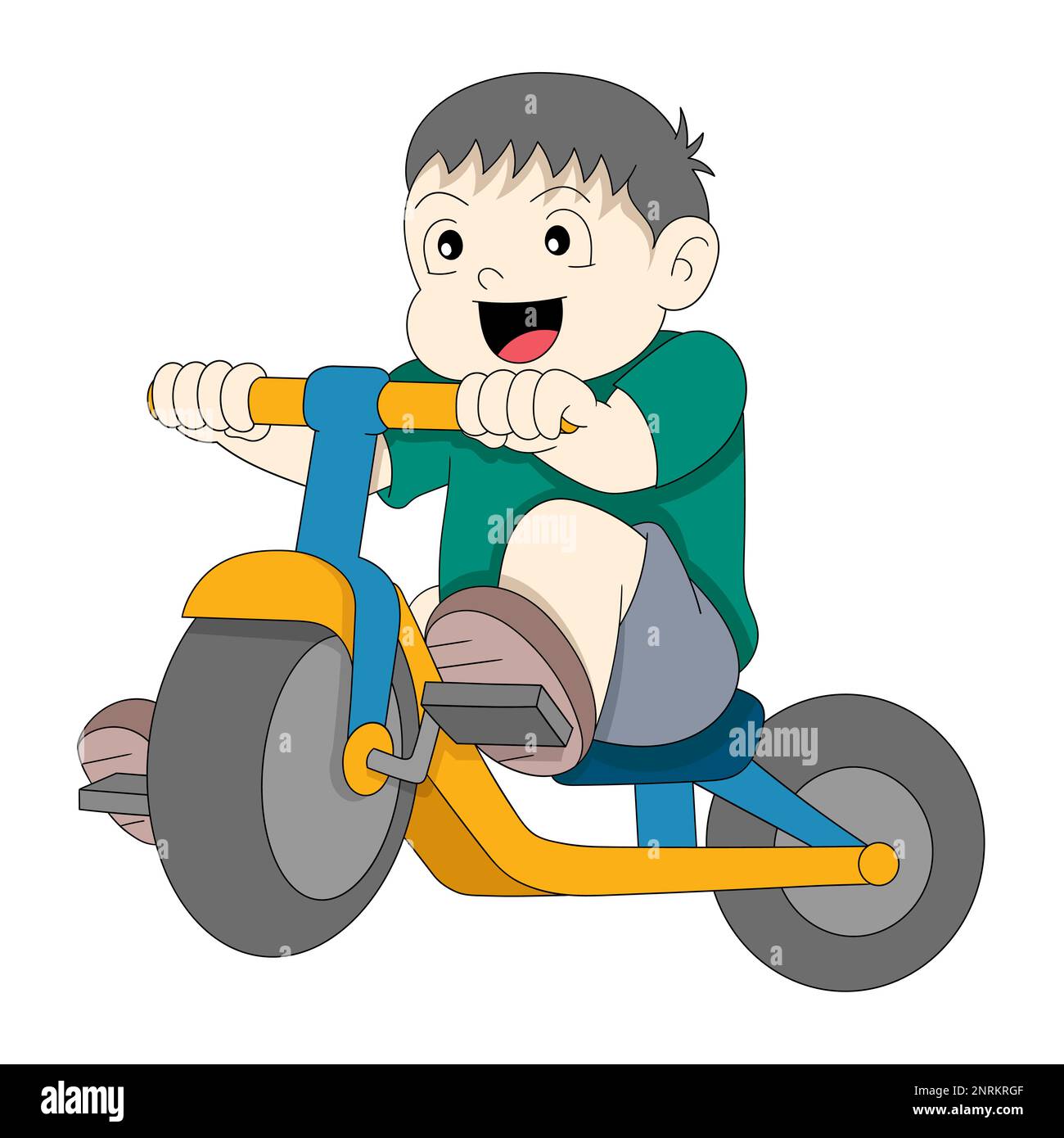 boy is happy going around riding bicycle Stock Vector Image & Art - Alamy
