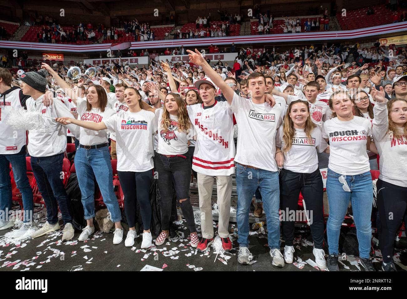 Wisconsin Badger fans sing Varsity after an NCAA college basketball ...