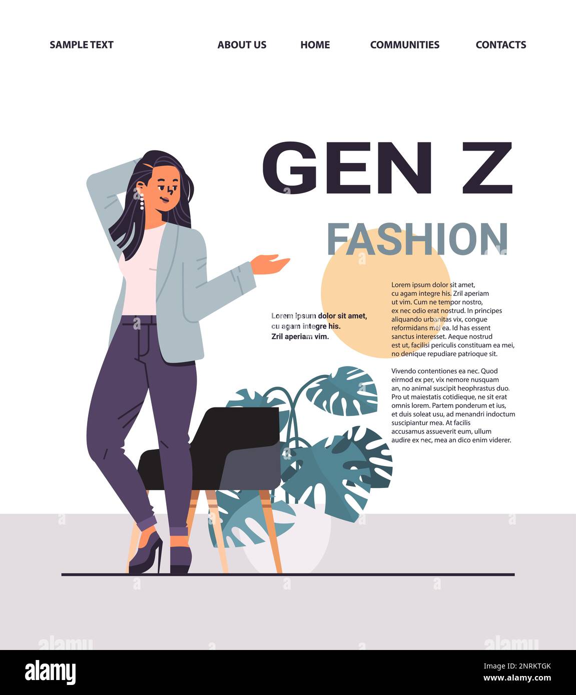 young girl in casual trendy clothes generation Z fashion lifestyle ...