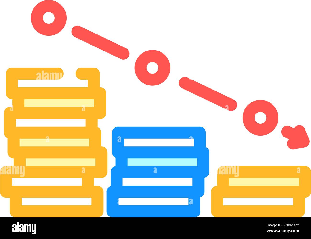 drop decline fall trend gold coin color icon vector illustration Stock ...