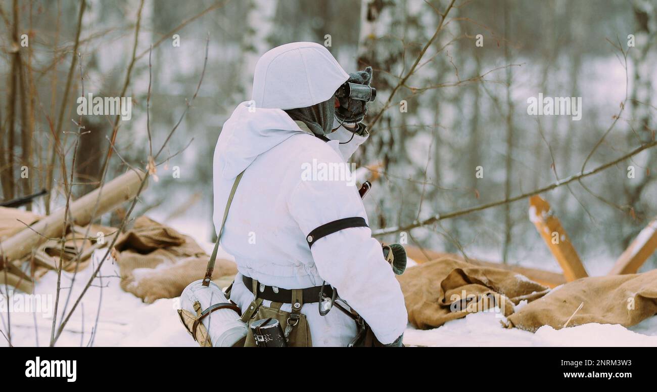Multiple shots. Man Dressed As German Wehrmacht Infantry Soldiers In ...