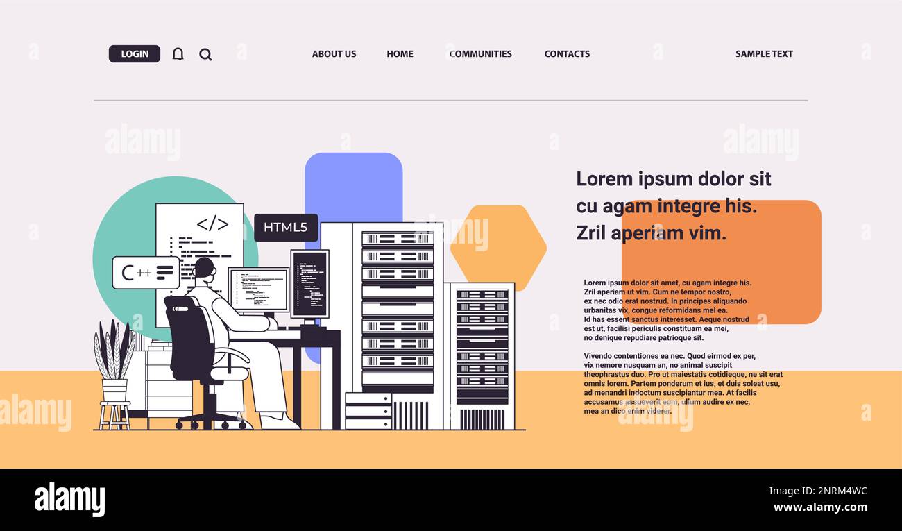web developer creating program code on laptop screen development of software and programming ...