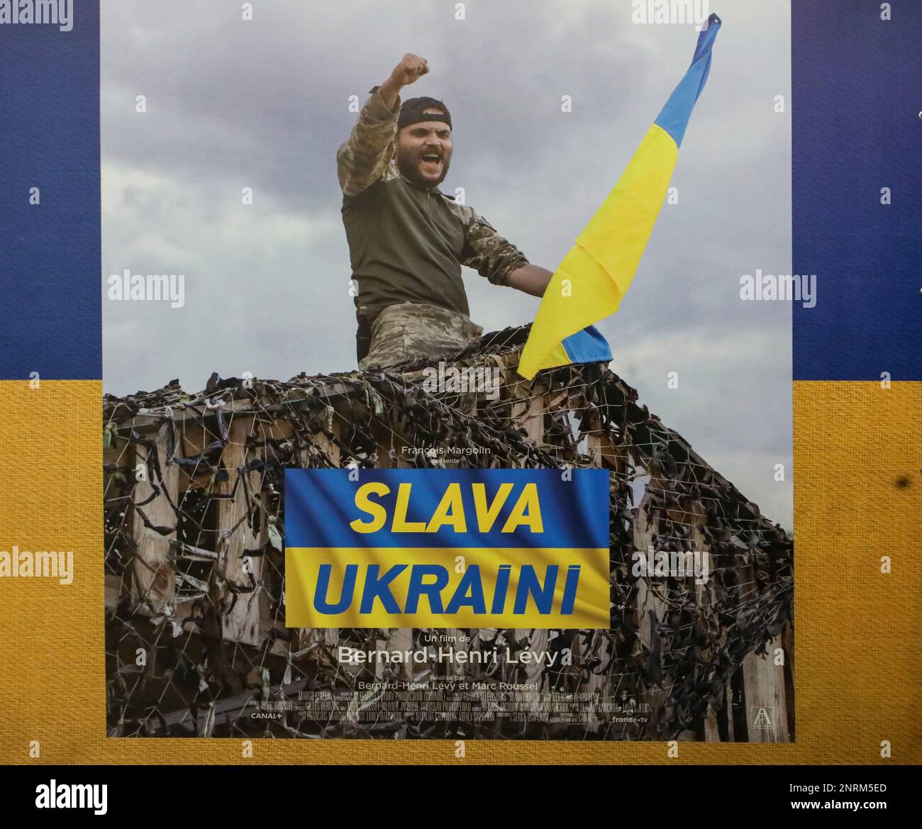 KYIV, UKRAINE - FEBRUARY 26, 2023 - The poster of the Slava Ukraini (Glory to Ukraine ...