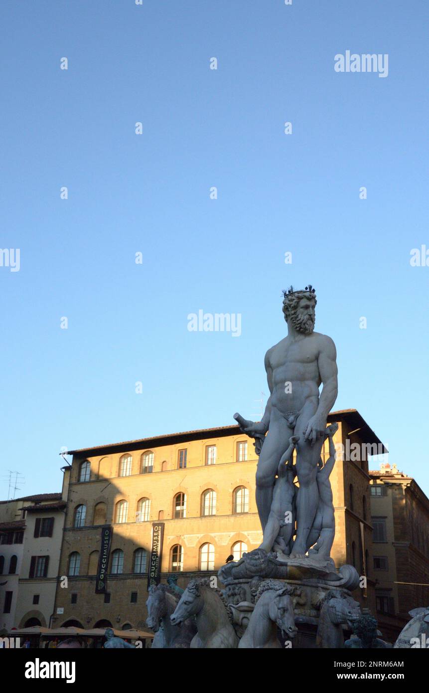 The fountain of Neptune by Bartolomeo Ammannati, Florence, Italy Stock ...