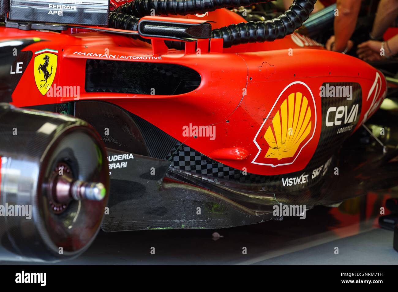 Scuderia Ferrari SF-23, mechanical detail of the sidepod during the ...