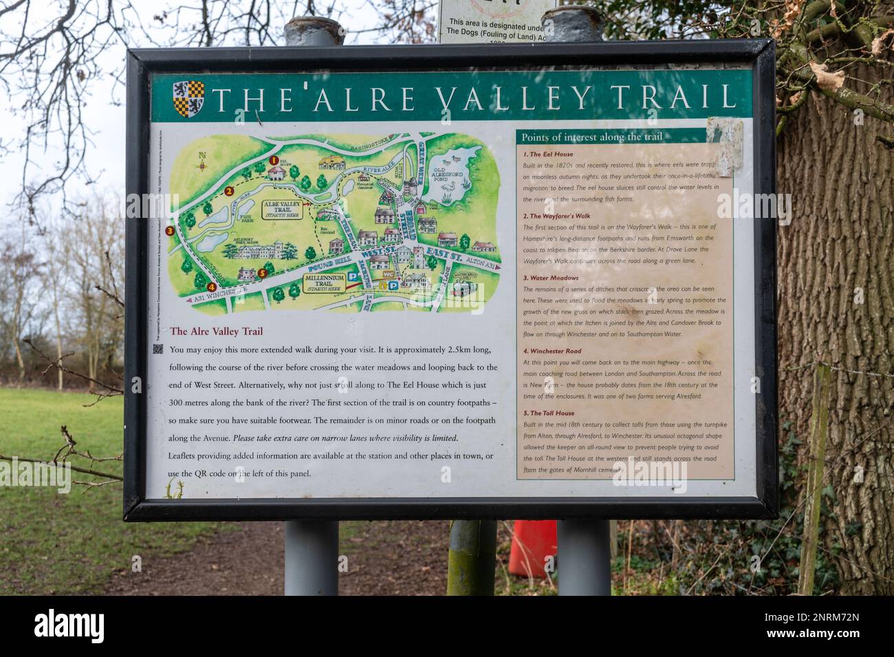 Information board about the Alre Valley Trail near Alresford, Hampshire ...