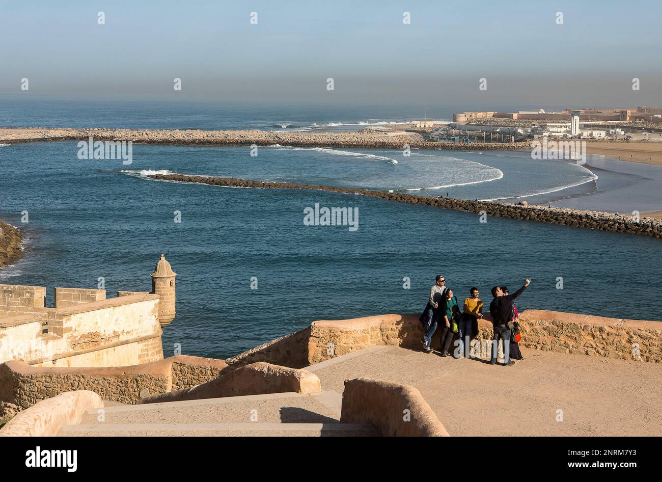 View from Kasbah of the Udayas, in background Bou Regreg river and Sale ...