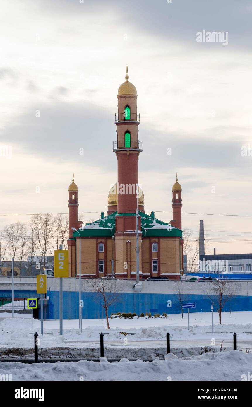 An Islamic mosque stands in the city among the roads in Russia Stock ...