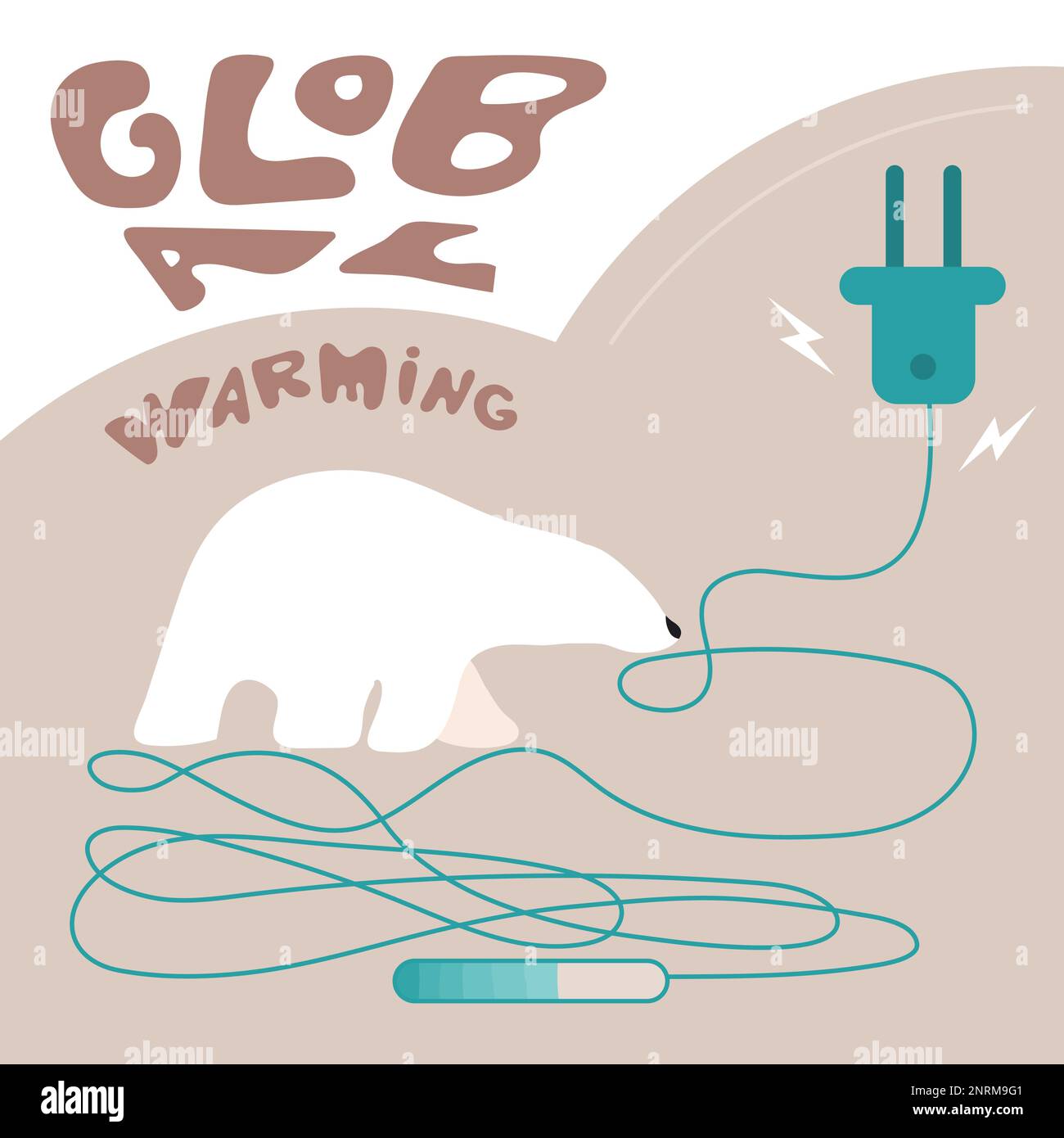 Lettering GLOBAL WARMING and polar bear. Climate change SAVE EARTH NOW ...