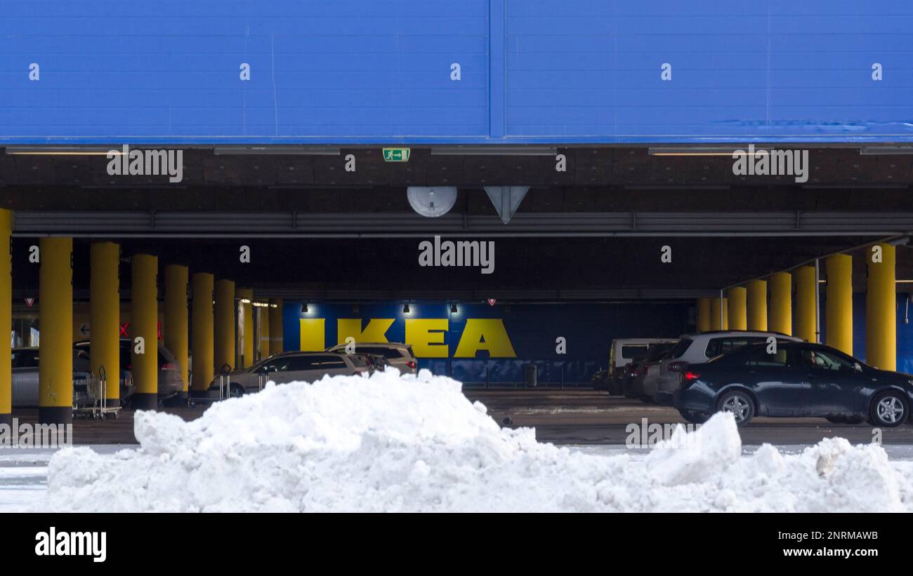 The parking lot of the Ikea store is covered with snow Stock Photo - Alamy