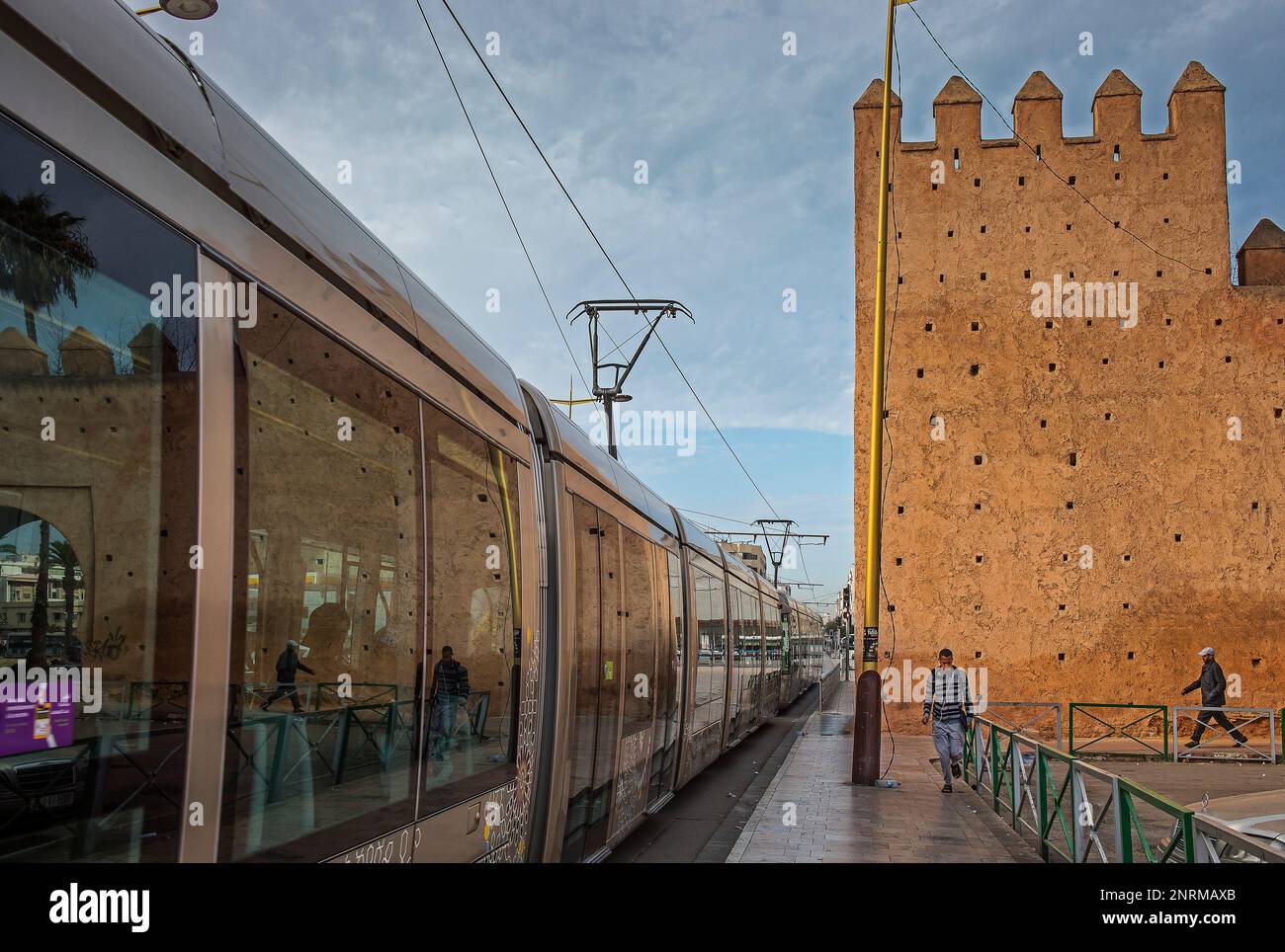 Tram and medina walls, in Hassan II avenue, Rabat. Morocco Stock Photo ...
