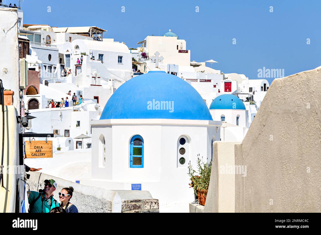 Oía, Santorini, Greece; June 22, 2022: Views of the white houses and ...