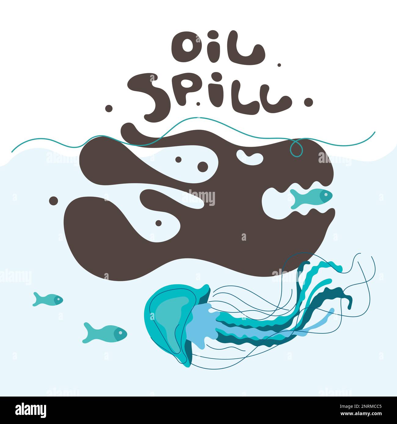 Dirty ocean environment. The sea animals, fish, jellyfish die out and ...