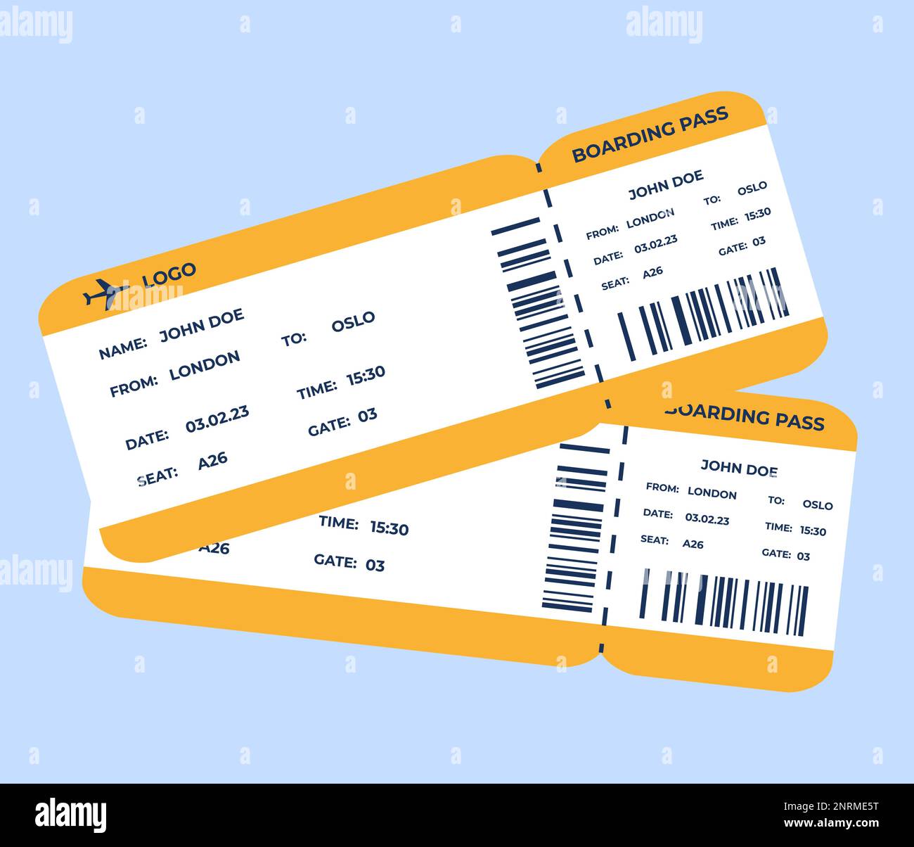 Design Of Two Air Tickets. Concept For Travel Or Immigration Vector Illustration In Flat Style ...