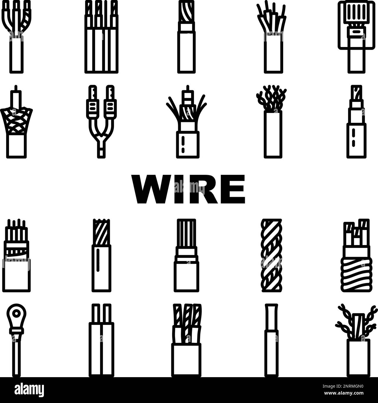 wire cable cord icons set vector Stock Vector Image & Art - Alamy