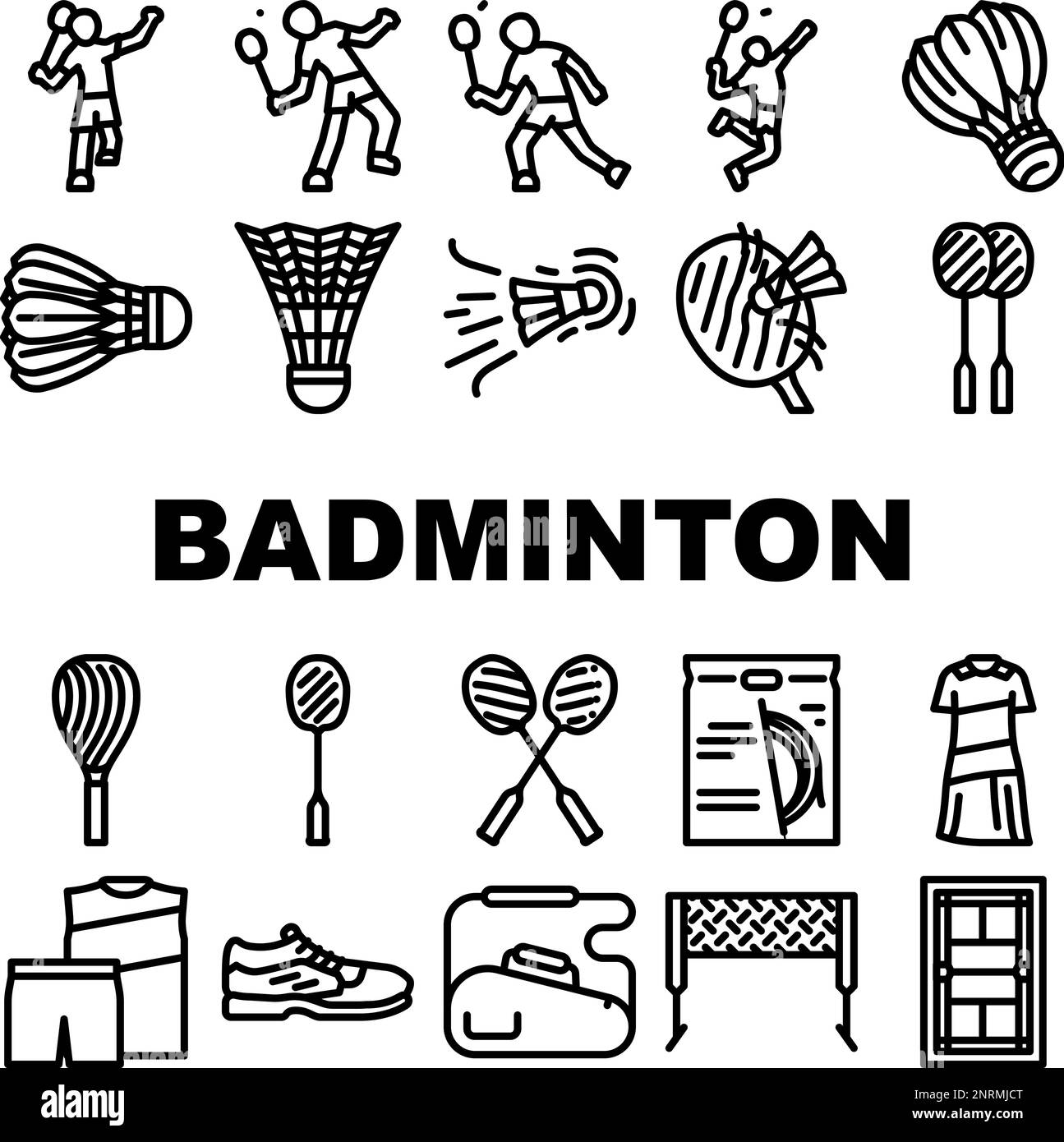 badminton shuttlecock competition icons set vector Stock Vector Image ...