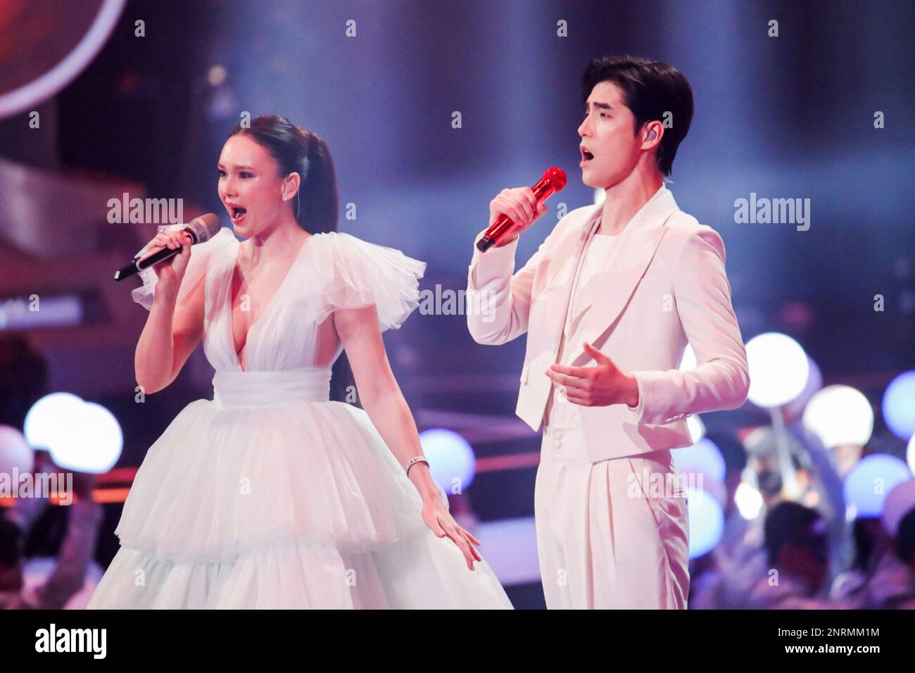 Russian singer Aida Garifullina, left, and Chinese Mongol-ethnic singer ...