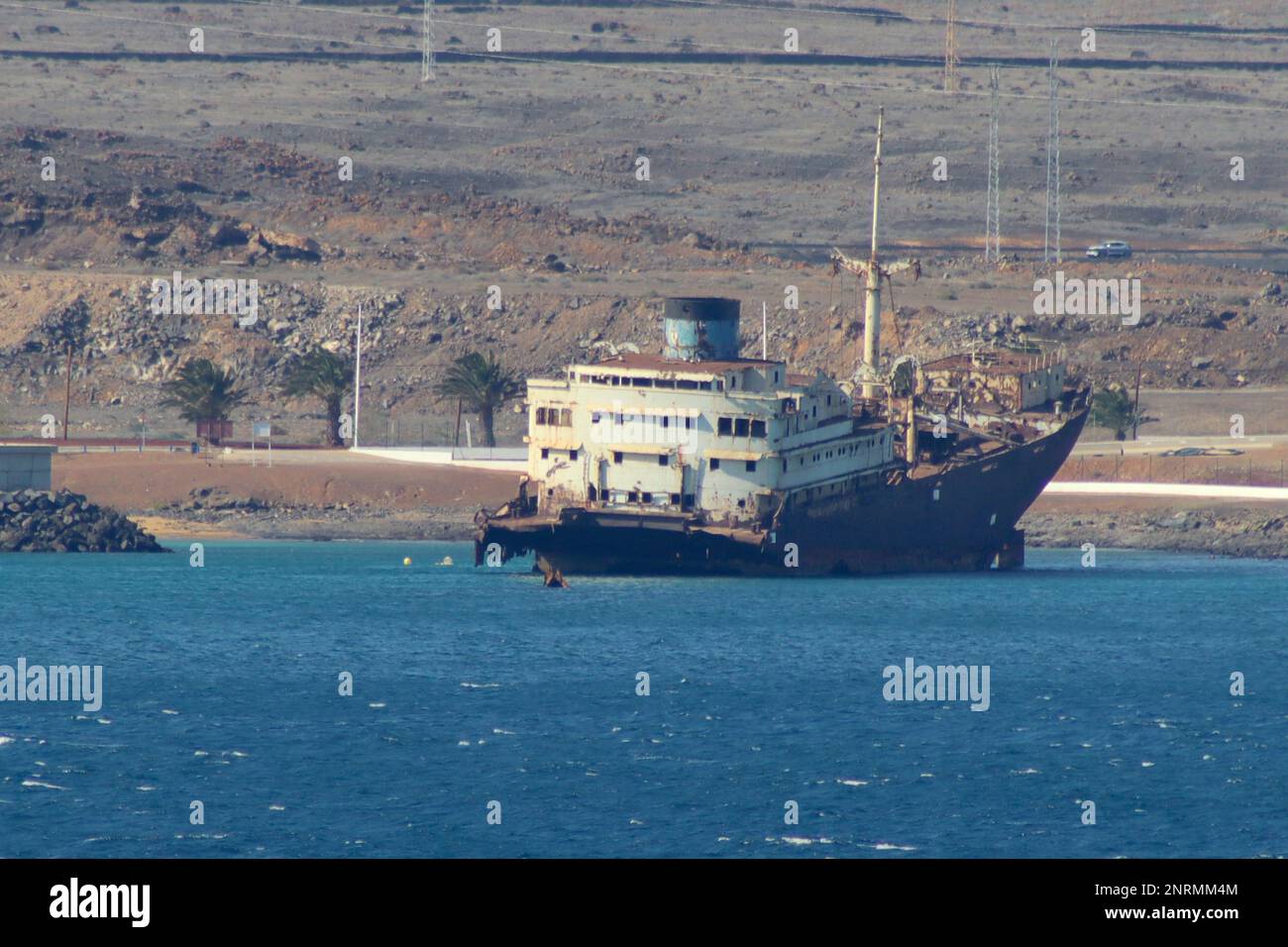 Shipwreck of the Greek freighter “Telemon” beeched during a storm in 1981 and broke in two. A ...