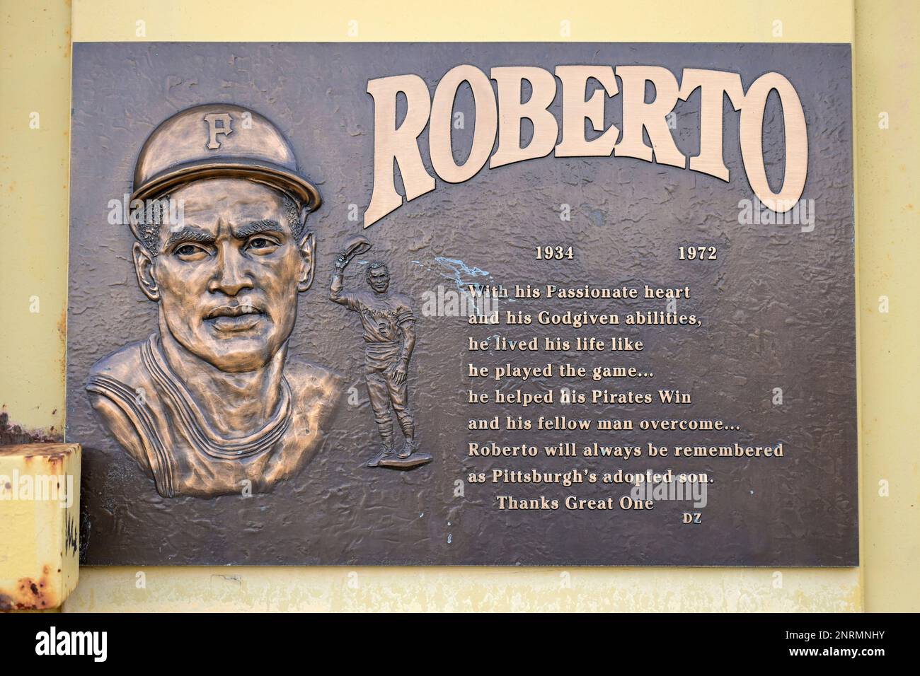 General overall view of Roberto Clemente memorial plaque on the Sixth ...