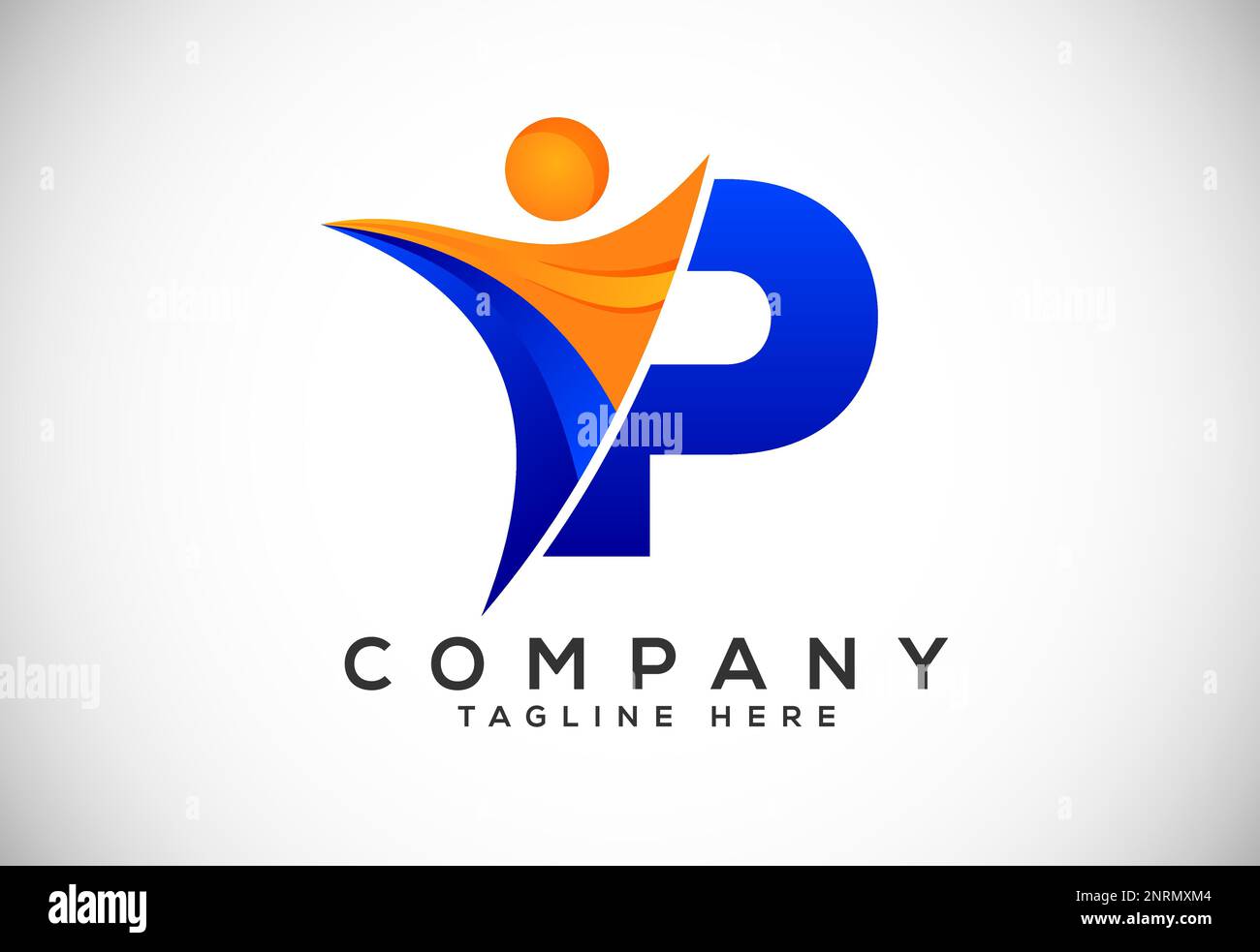 Initial alphabet P with abstract people logo design. Graphic alphabet ...