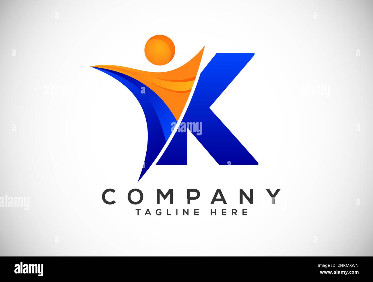 Initial alphabet K with abstract people logo design. Graphic alphabet ...