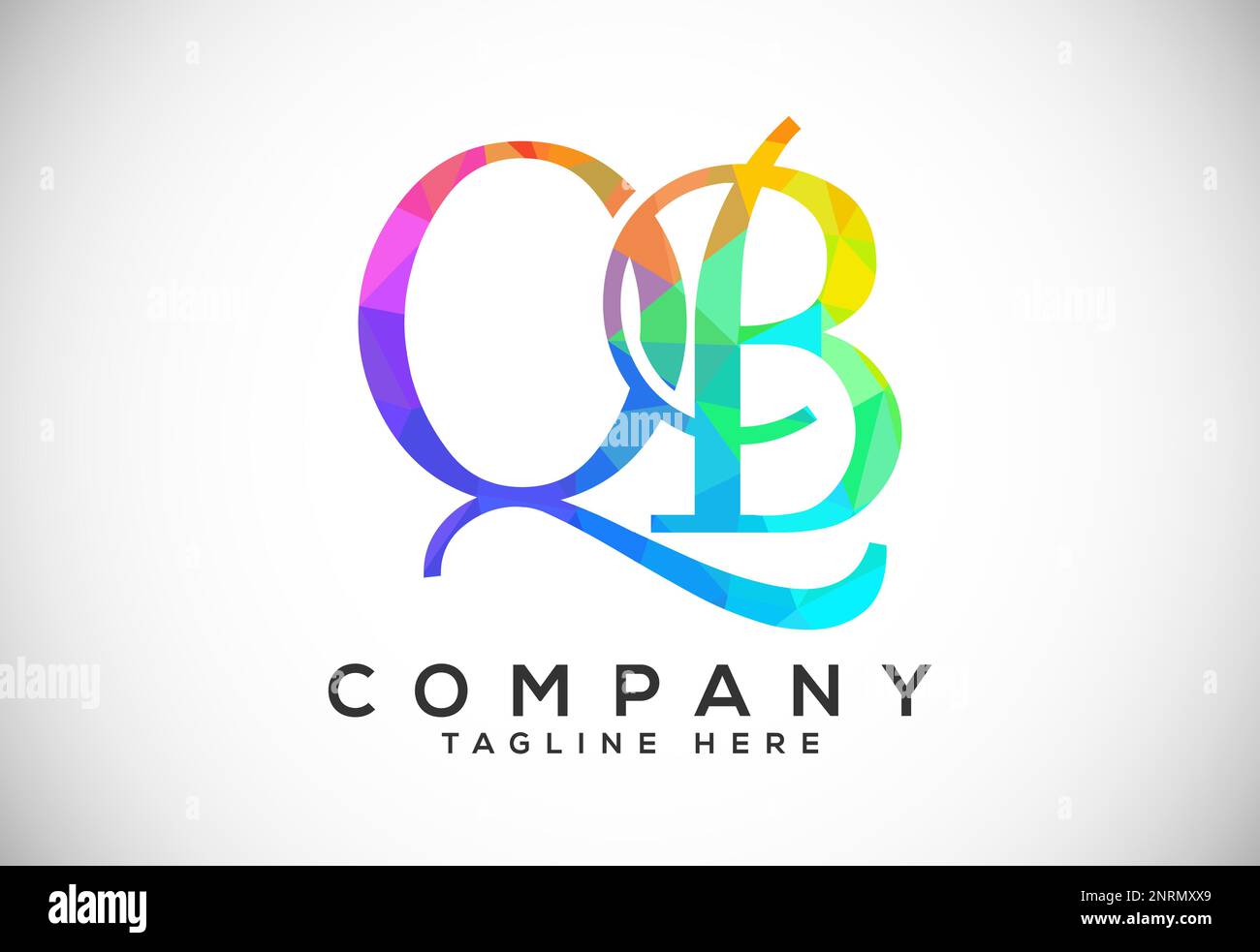 Polygonal low poly letter Q B Logo Design Vector Template. QB Letter ...