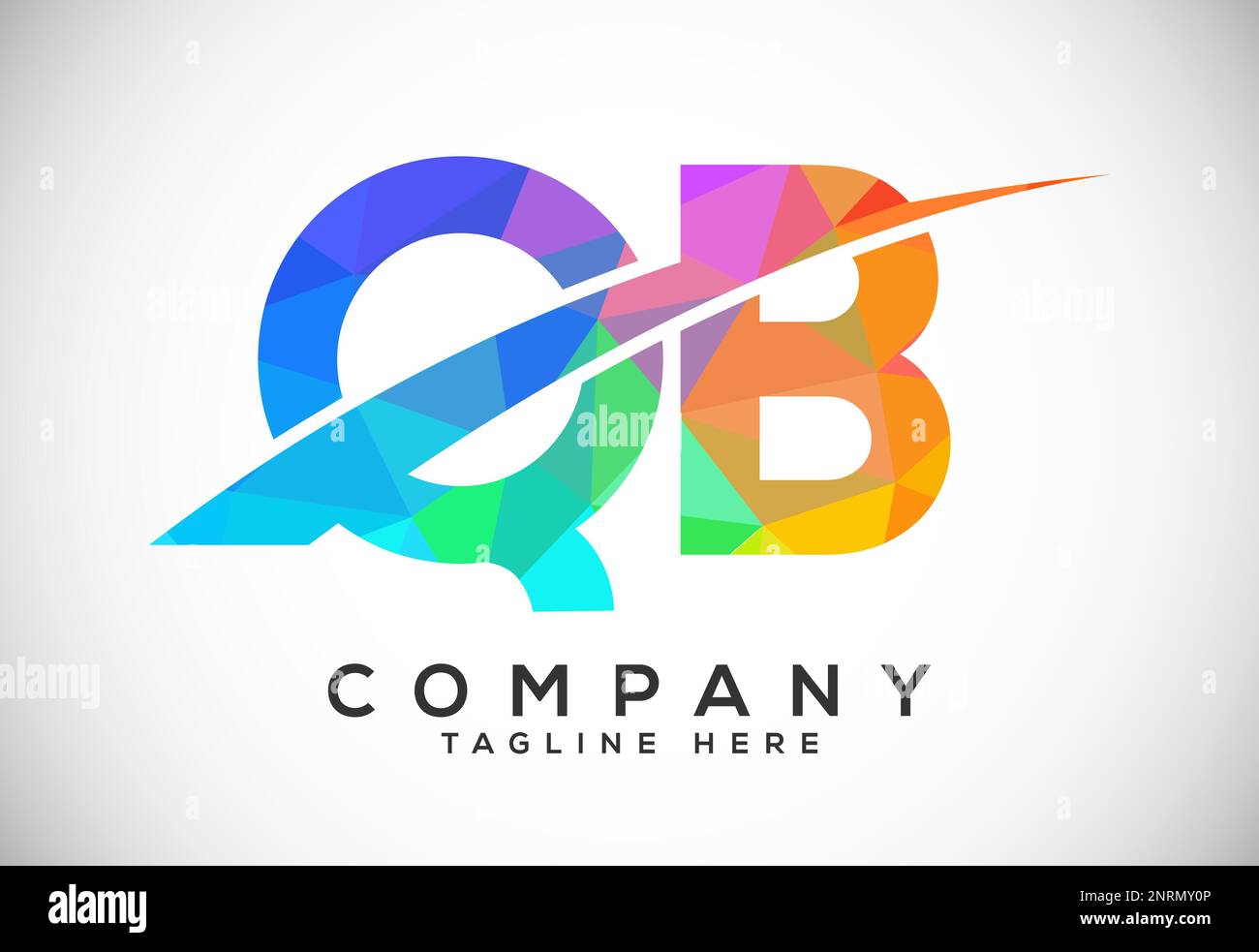 Polygonal low poly letter Q B Logo Design Vector Template. QB Letter ...