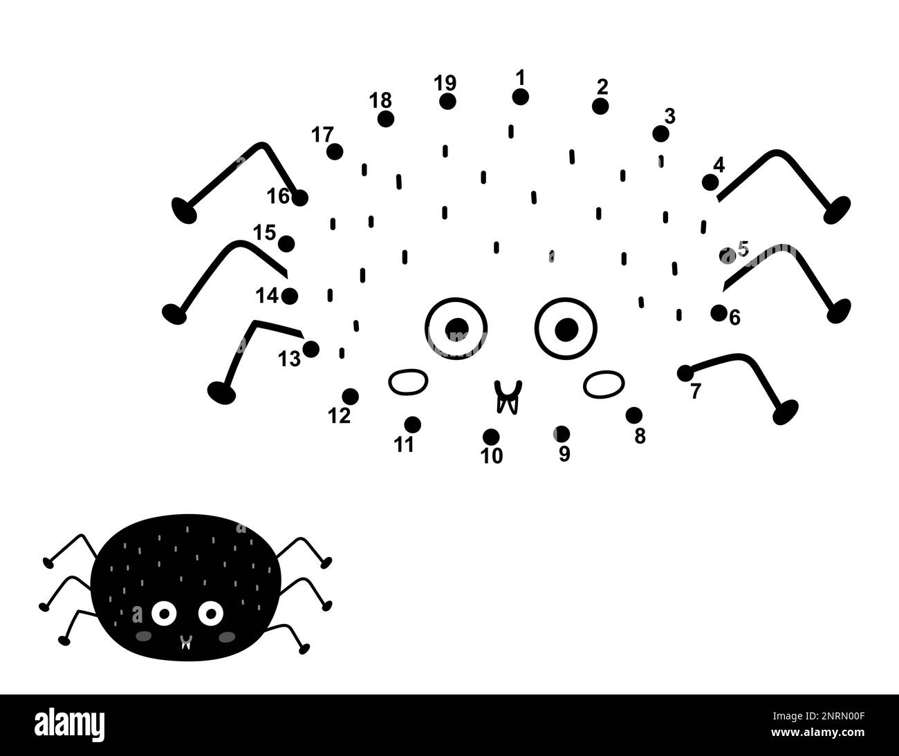 Dot to dot game for kids. Connect the dots and draw a cute spider Stock Vector Image & Art - Alamy