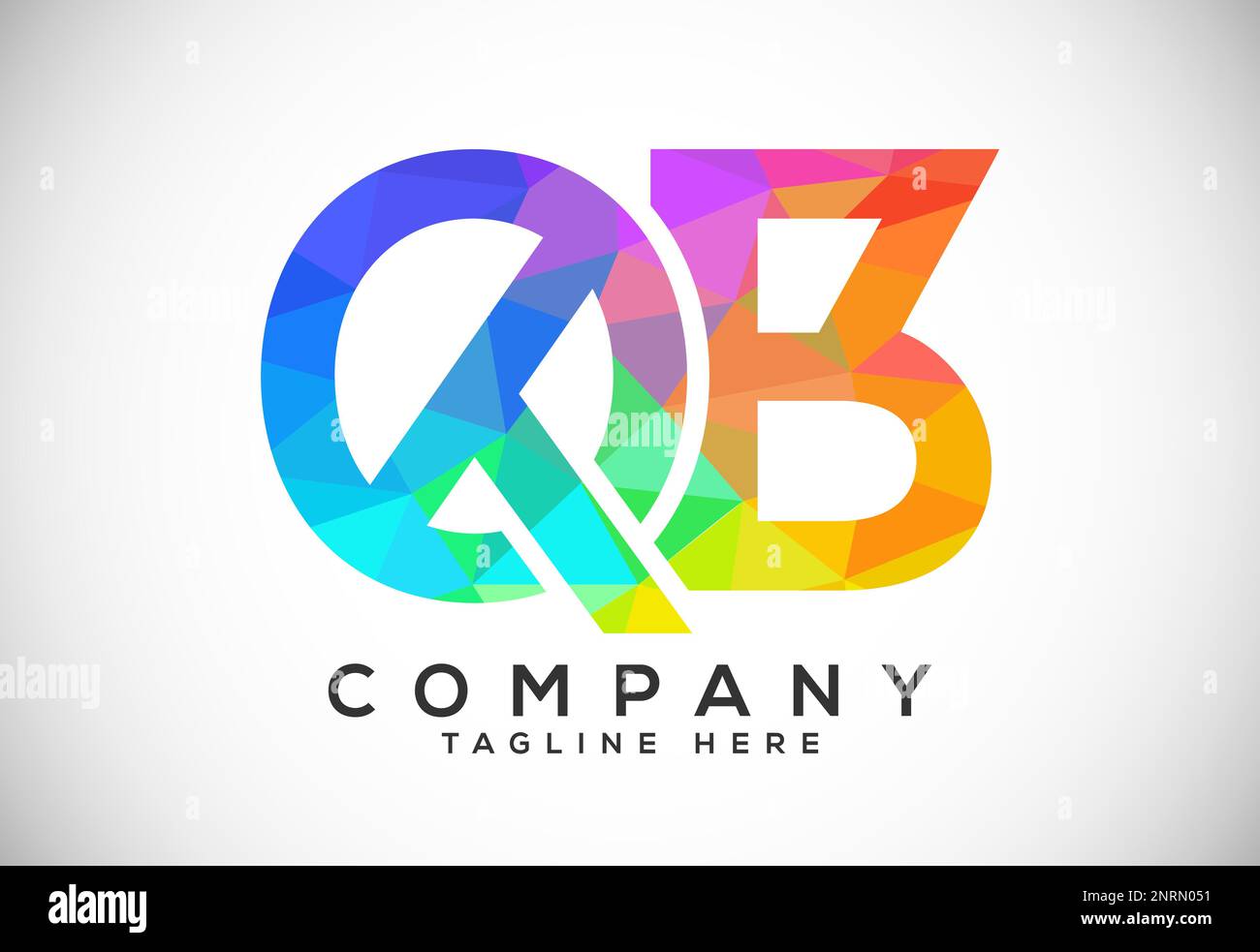 Polygonal low poly letter Q B Logo Design Vector Template. QB Letter ...