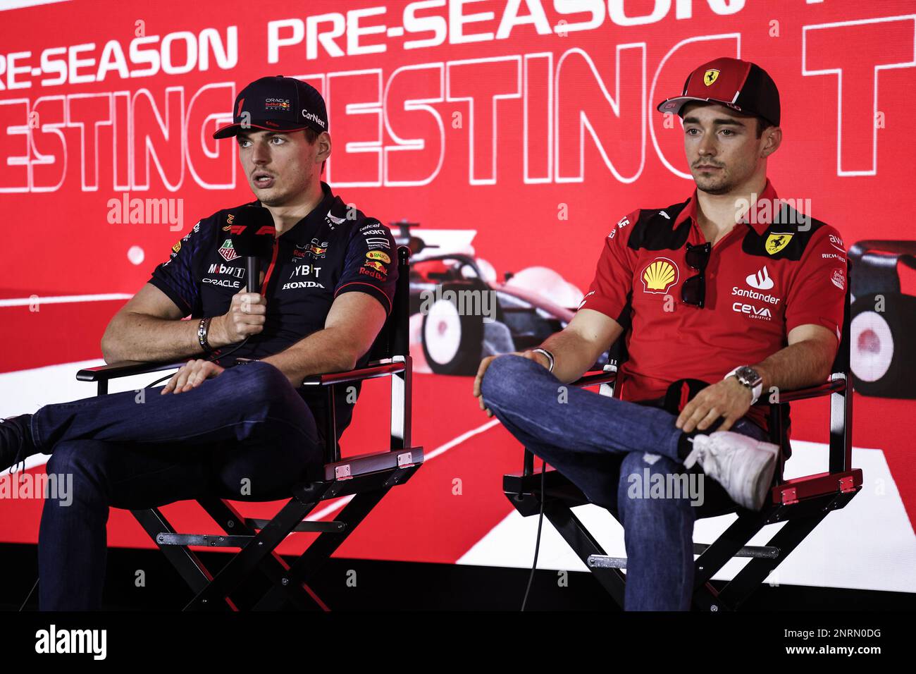 VERSTAPPEN Max (ned), Red Bull Racing RB19, portrait LECLERC Charles ...